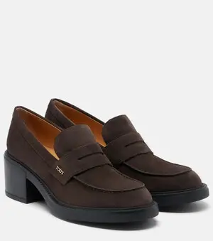 TOD'S Suede Loafer Pumps - Brown