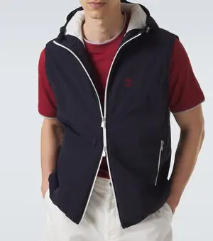 Brunello Cucinelli Logo Padded Technical Vest - Blue