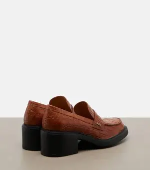 TOD'S Croc-effect Leather Loafer Pumps