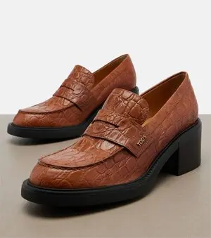 TOD'S Croc-effect Leather Loafer Pumps