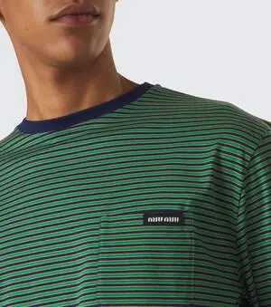 Miu Miu Striped Cotton Jersey T-shirt - Green