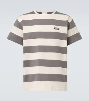 Miu Miu Striped Cotton Jersey T-shirt - Grey