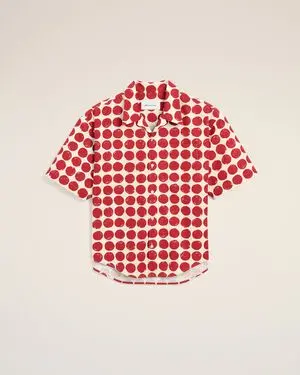 AMI Paris Red Polka-dot Boxy Cotton Short-sleeve Shirt Red - Ruby Red/ivory