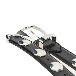 Khaite Benny Leather Belt With Silver-finished Metal Studs