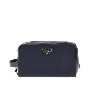 Prada Leather And Re-nylon 'speedrock' Pouch - Blue