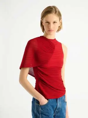 Balmain Sleeveless Asymmetrical Draped Viscose Top
