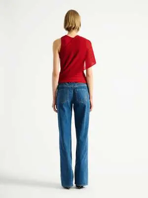 Balmain Sleeveless Asymmetrical Draped Viscose Top