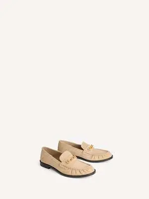 Balmain Sync Suede Leather Loafers With Gold Chain Detailing