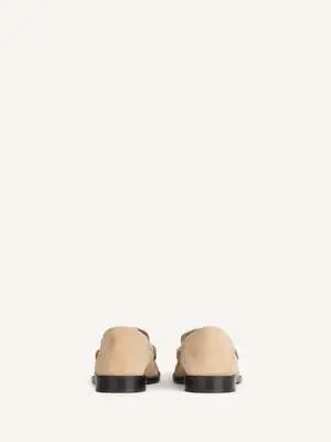 Balmain Sync Suede Leather Loafers With Gold Chain Detailing