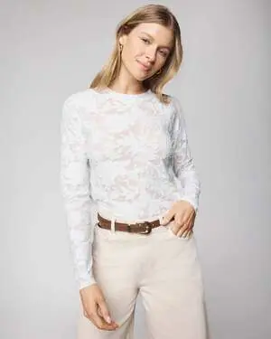 Splendid Cecelia Floral Burnout Long Sleeve Tee - Java