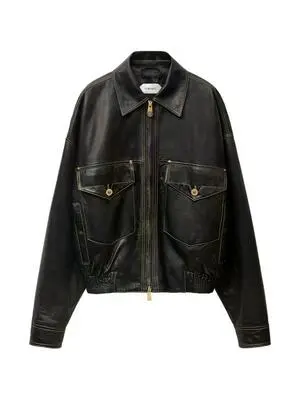 Versace Nappa Leather Blouson Jacket With Medusa Hardware