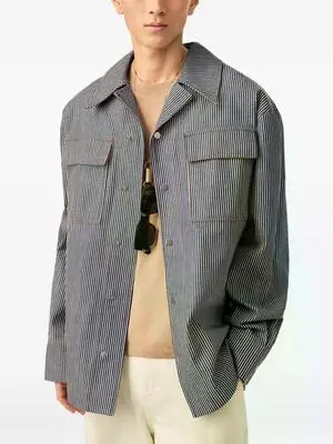 AMI Paris Cotton Long Sleeve Camp Collar Overshirt
