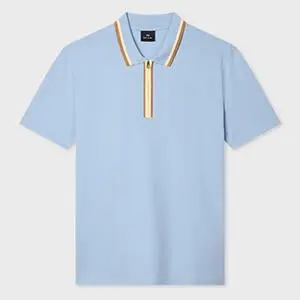 Paul Smith Sky Contrast Tipping Zip Polo Shirt