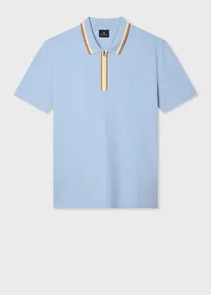 Paul Smith Sky Contrast Tipping Zip Polo Shirt