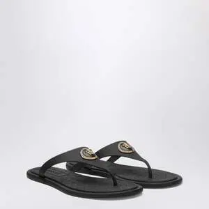 Versace Rubber Alia Flat Sandals - Black