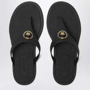 Versace Rubber Alia Flat Sandals - Black