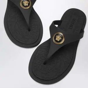 Versace Rubber Alia Flat Sandals - Black