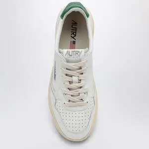 AUTRY Green Medalist Low Top Leather Sneakers - White