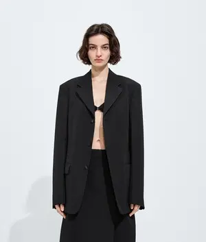Bottega Veneta Wool Grain De Poudre Jacket - Double Black