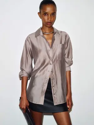REFORMATION Reformation Oversized Sheer Shirt Grey