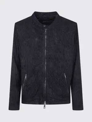 GIORGIO BRATO Perforated Leather Biker Jacket - Black