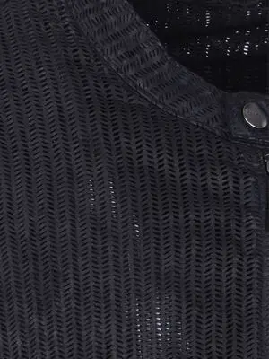 GIORGIO BRATO Perforated Leather Biker Jacket - Black