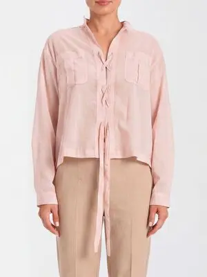 TWINSET Long Sleeve Cotton Muslin Shirt - Pink