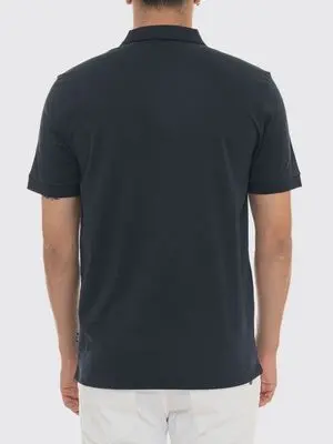 BOSS Short-sleeved Cotton Polo Shirt With Ribbed Collar And Two-button Placket - Blue