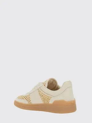 Valentino Garavani Upvillage Low-top Sneakers In Raffia And Leather With Vlogo - Butter