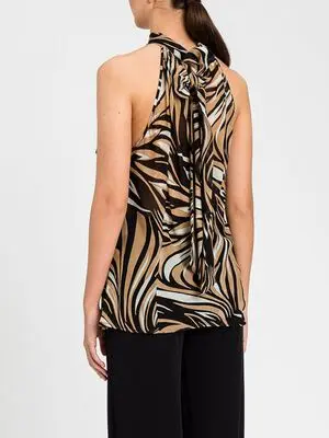 TWINSET Abstract Print Off-the-shoulder Top With Pussy-bow Neck