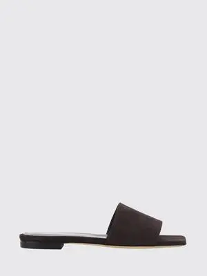 SEMICOUTURE Suede Mules With Low Heel And Square Toe - Brown