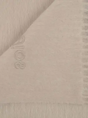 Acne Studios Alpaca Wool Blend Scarf With Fringed Hem And Logo