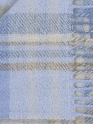 Acne Studios Check Wool Scarf With Jacquard Logo And Fringed Hem - Water