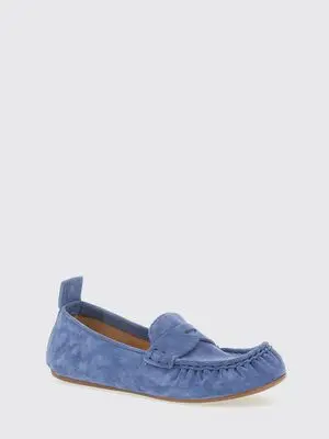 Acne Studios Suede Calfskin Loafers With Penny Bar And Rubber Sole - Blue