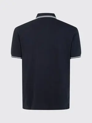 Fred Perry Cotton Polo Shirt With Contrast Tipping And Embroidered Logo - Blue
