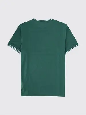 Fred Perry Slim Fit Cotton T-shirt With Contrast Trims And Embroidered Logo - Green