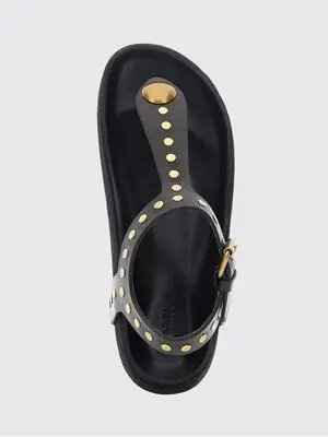 Isabel Marant Étoile Studded Calf Leather Thong Sandals - Black
