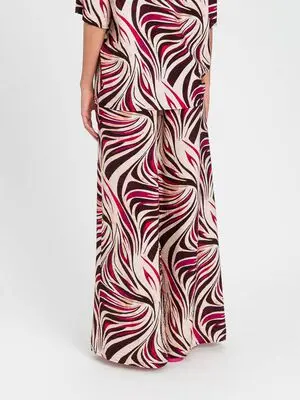 TWINSET Printed Viscose Blend Wide Leg Trousers - Fuchsia