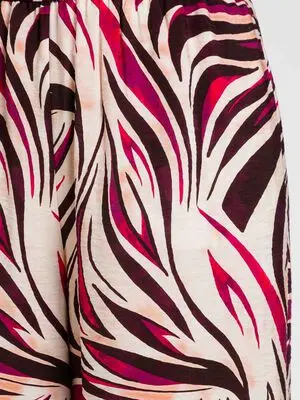 TWINSET Printed Viscose Blend Wide Leg Trousers - Fuchsia