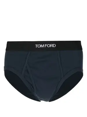 TOM FORD Logo-waistband Cotton Briefs - Blue