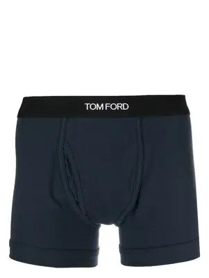 TOM FORD Logo-waistband Cotton Boxer Briefs - Blue