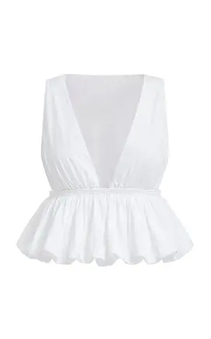 Alaïa Peplum Hem Cropped Cotton Top - White