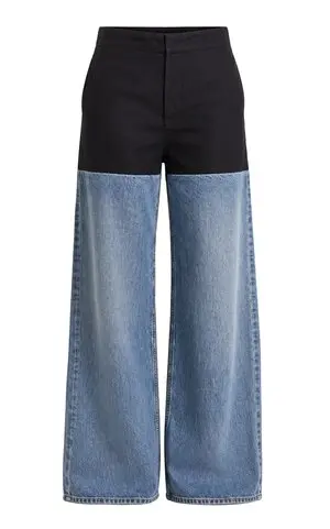 Alaïa Basque Hybrid Wide-leg Jeans - Blue