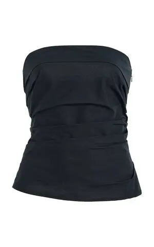 Proenza Schouler White Label Strapless Poplin Top With Pleating - Black