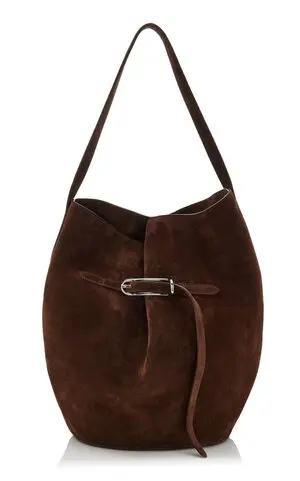 LIFFNER Belted Suede Bucket Bag - Brown