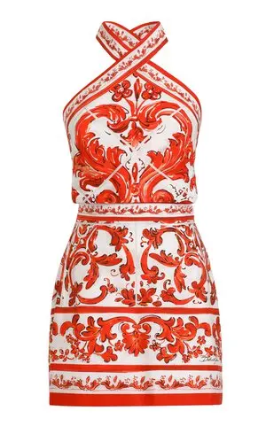 Dolce & Gabbana Halterneck Printed Mini Dress