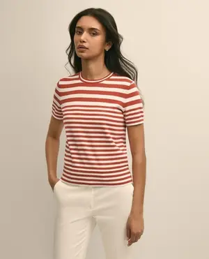 Brooks Brothers Supima Cotton Variegated Stripe Short-sleeve Sweater Shell - Red