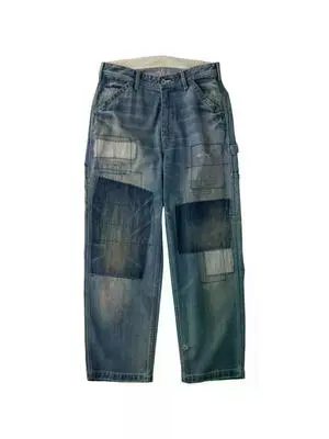 UNIVERSAL OVERALL Patchwork Distressed Jeans - Blue