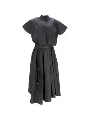 Sacai Midi Belted Shirt Dress - Black