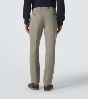 Brunello Cucinelli Slim Fit Cotton Pants - Green